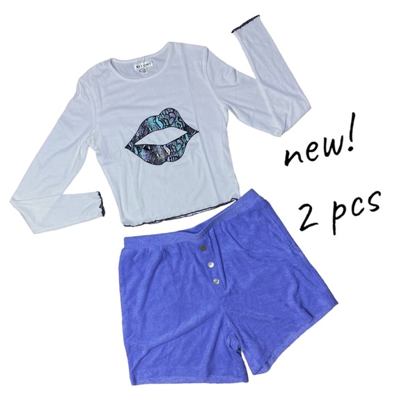 Three Dots | Shorts | Three Dots Wild Honey Shorts Top 2 Piece Set Blue ...
